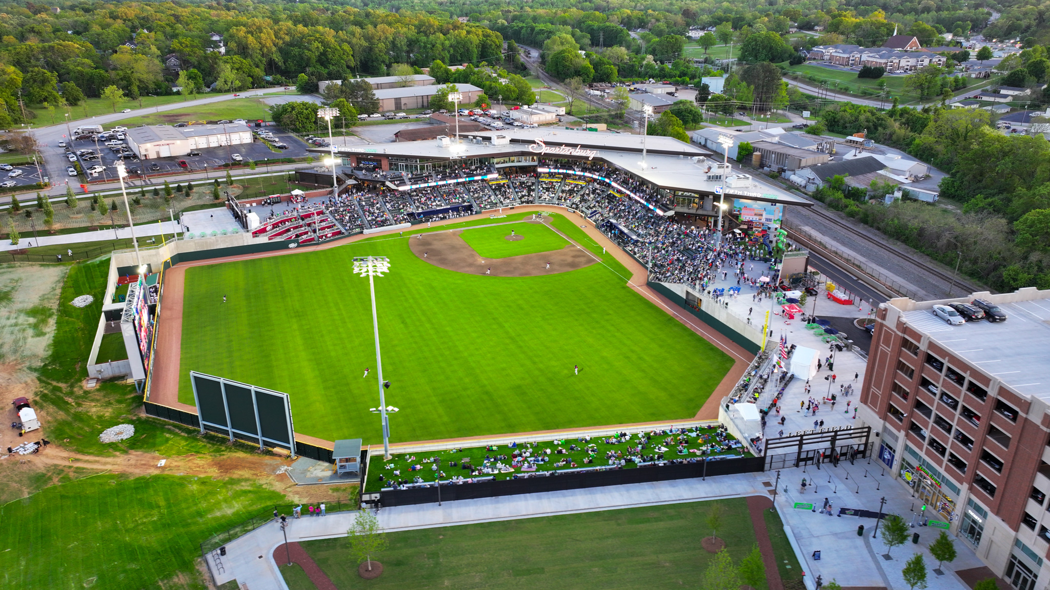 Canopy | Building beyond the bleachers.